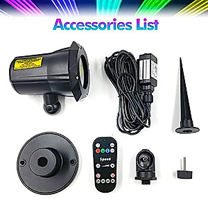 JOY SPOT! 8 Patterns 3 Color Christmas Laser Lights, Outdoor Garden Lights Moving RGB Stars Show for Outdoor, Party, Halloween, Xmas