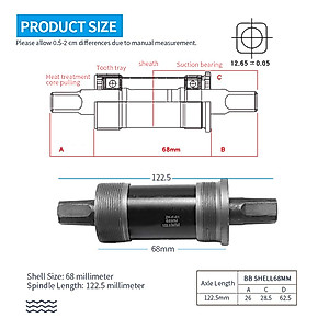 Zreneyfex Square Taper JIS Bottom Bracket 68 X110mm/123mm/127mm for Mountain Bike Replace BB-UN26 (68 x 123mm)
