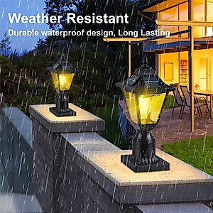 DARIISI Solar Post Light Fixture, Motion Sensor Solar Lamp Post Lights with Pier Mount Base, Outdoor Waterproof Post Lantern, Black Outdoor Solar Light for Yard Garden Pathway