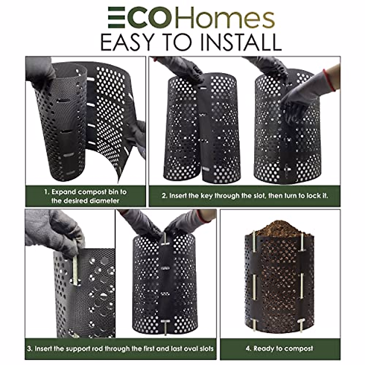 ECOHomes 100 Gallons Expandable Outdoor Compost Bin | Compact & Easy to Setup Garden Compost System - Adjustable Waste Composting Caddy Bin Suitable for Backyard, Lawn & More