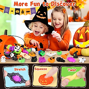 OCATO 30Pcs Halloween Mochi Squishy Toys Halloween Party Favors for Kids Cute Halloween Toys for Trick or Treat Bulk Non Candy Halloween Treats Goodie Bags Fillers for Kids Boys Girls