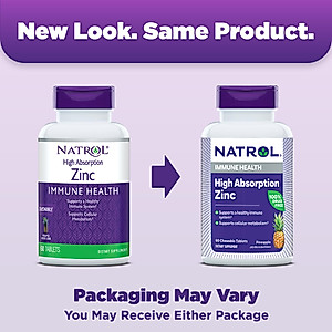 Natrol High Absorption Zinc 7.5 mg per Serving, Dietary Supplement for Immune Health, Chewable Tablets for Adults, 60 Zinc Tablets, 60 Day Supply