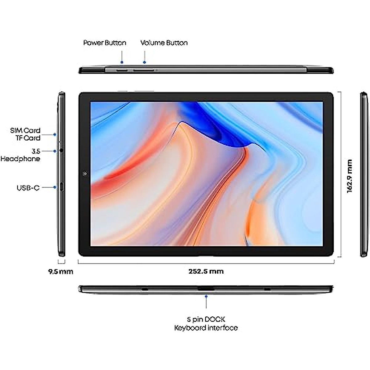 CHUWI Tablet, Hipad X Phone Call Tablet 6GB RAM 128GB Android 11.0 Unlocked Phablet, 4G LTE Wi-Fi T618 Octa Core Dual Band WiFi Bluetooth 5.0, IPS 2K screenwith 10.1 inch Tablet with Keyboard
