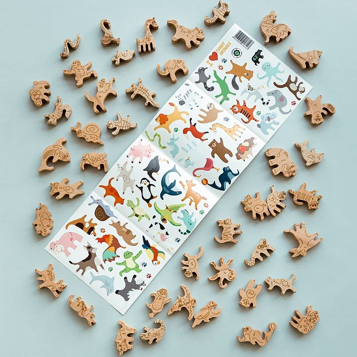 Stacking Blocks 42 pcs Large Gift Set Wooden Balancing Game Funny Animals Building Blocks Wooden Kids Blocks in Gift Box Balance Toy Stack Game Holiday Birthday Gift Wooden Stacking Toy Funny Anim-42