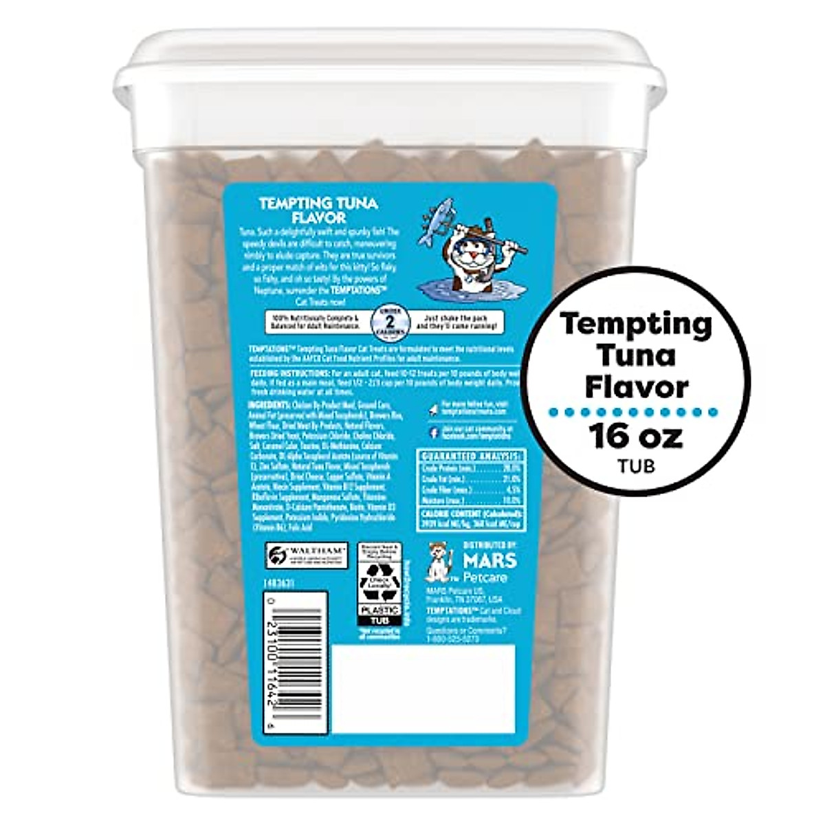 TEMPTATIONS Classic Crunchy and Soft Cat Treats Tempting Tuna Flavor, 16 oz. Tub