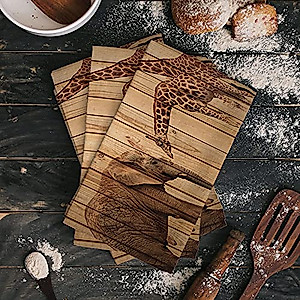 Savannan Dish Cloths for Kitchen, Giraffe and Elephant Eagle on Retro Wooden Plank Water Reflection,Super Soft and Absorbent,Reusable Polyester Towels for Home,Kitchen,18"x28", 2 Pack