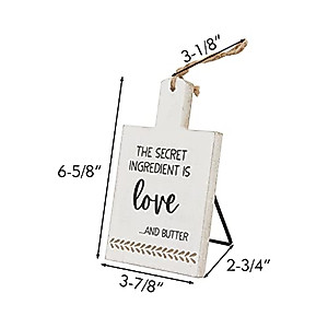 The Secret Ingredient Is Love and Butter Sign, Cutting Board Kitchen Farmhouse Decor, Kitchen Wall Decorations for Home,3.88’’ X 0.75’’ X 6.25’’