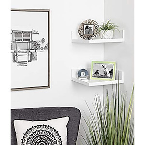 Kate and Laurel Levie Modern Floating Corner Wood Wall Shelves, 12 x 12 Inches, 2 Pack, White