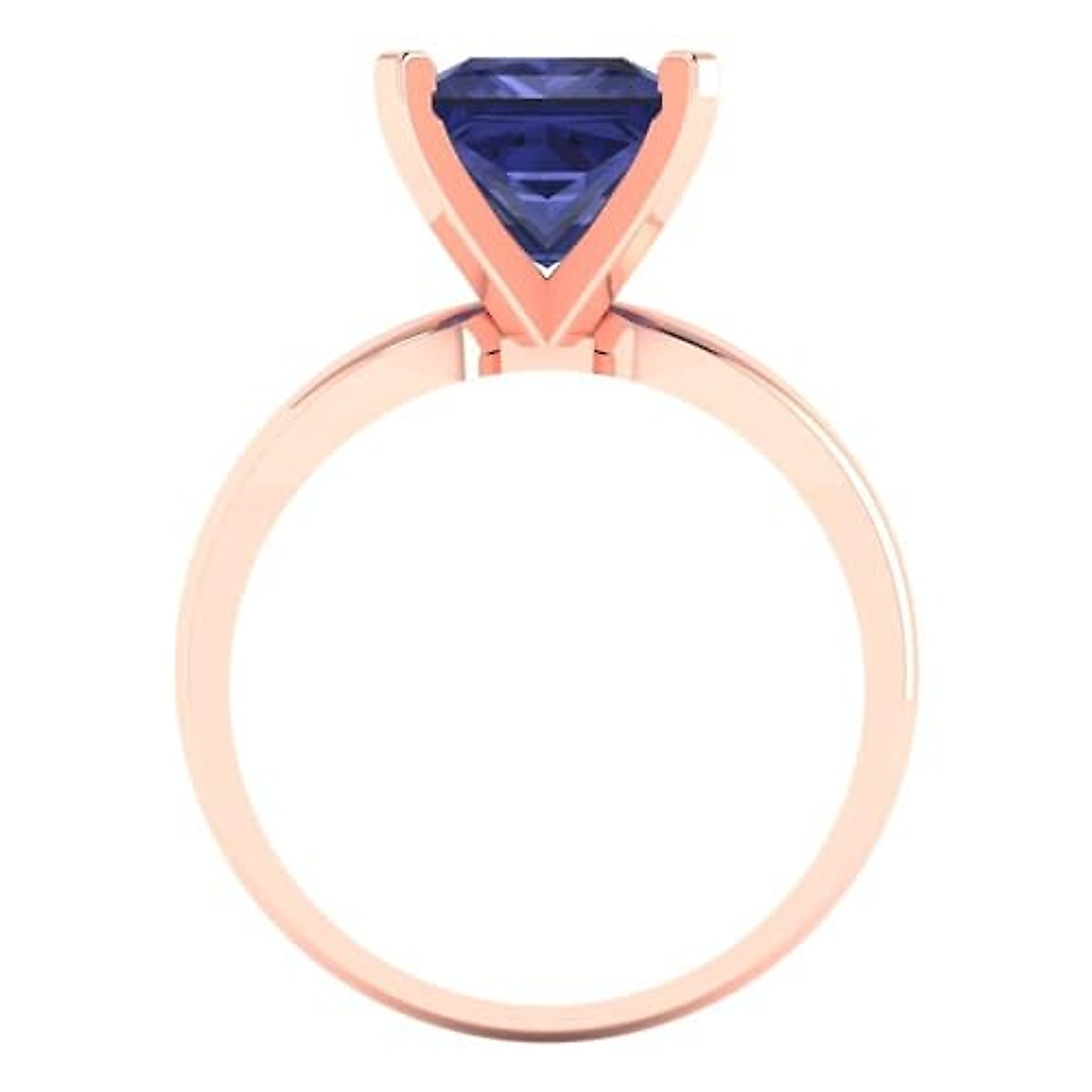 Clara Pucci 2.5 ct Princess Cut Solitaire Simulated Tanzanite Engagement Wedding Bridal Promise Anniversary Ring in 18K Rose Gold Size 4