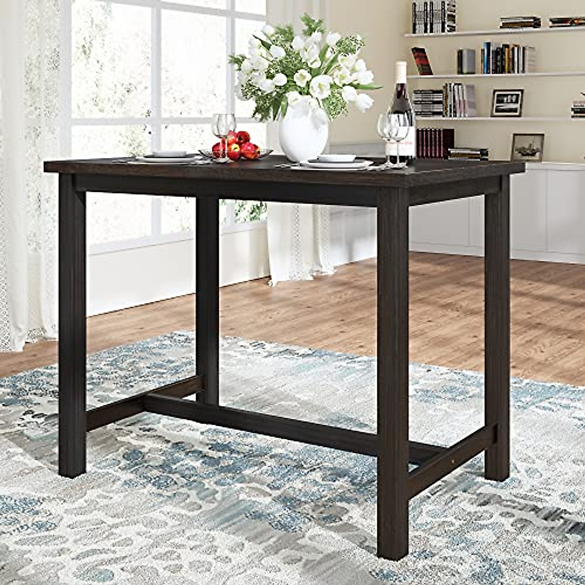 Rhomtree 45" Counter Height Rectangle Rustic Dining Table/Mid Century Modern Kitchen Table for Kitchen, Dining Room (Espresso)