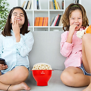 Popcorn Popper - Silicone Microwave Collapsible Popcorn Popper - Red Popcorn Popper Bowl - Christmas Popcorn Gift