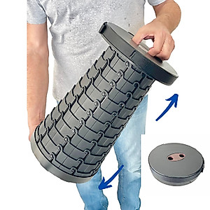 Mini-Max Stool 17.7-Inch Grey and Black Plastic Adjustable Height Retractable Camping Stool with Carrying Strap