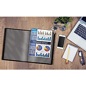 24 Pocket Bound Sheet Protector Presentation Book, 3 Pack, Clear View Front, 48 Page Capacity, by Better Office Products, Art Portfolio, Durable Black Poly Front and Back Covers, Letter Size