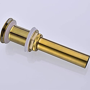 RANDOM Brushed Gold Sink Drain Without Overflow Bathroom Pop Up Drain Faucet Assembly Stopper Vessel Vanity Sink. (Brushed Gold).