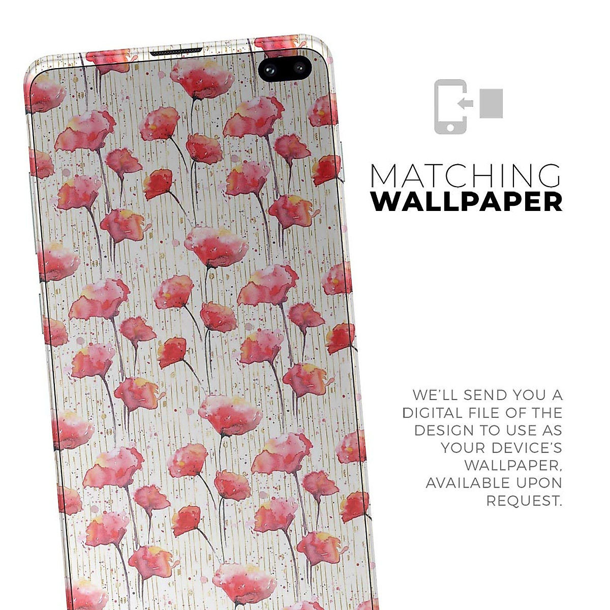 DesignSkinz Karamfila Watercolo Poppies V14 Protective Vinyl Decal Wrap Skin Cover Compatible with The Samsung Galaxy S20 (Screen Trim & Back Glass Skin)