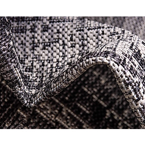 Unique Loom Outdoor Modern Collection Area Rug - Ombre (5' 1" x 8' Rectangle, Charcoal Gray/ Ivory)