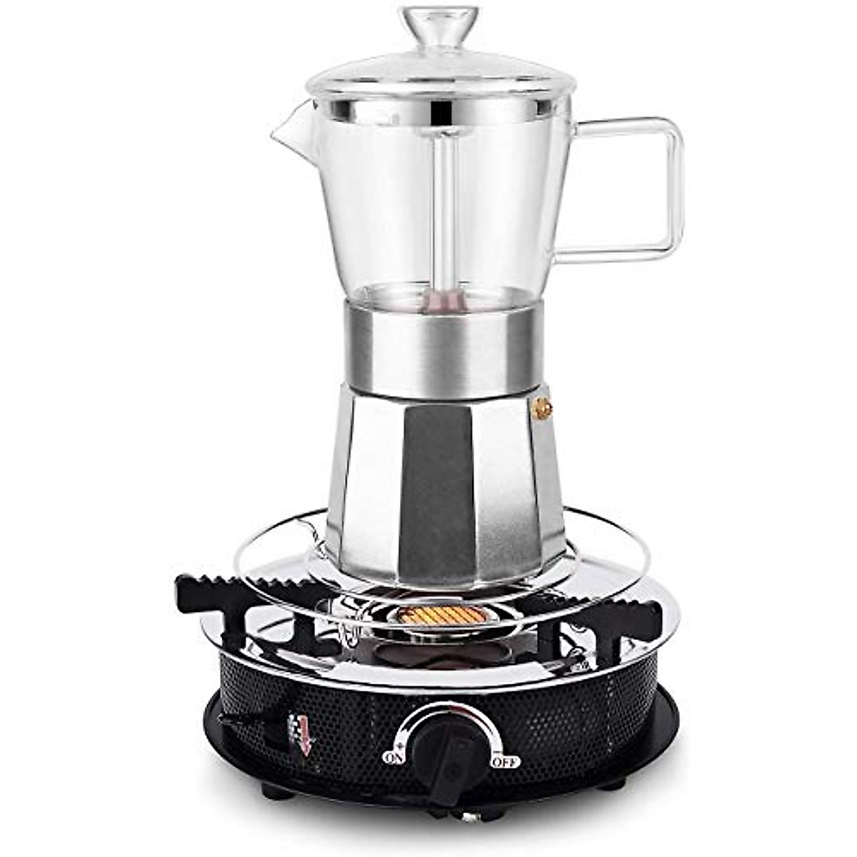Geesta Premium Crystal Glass-Top Stovetop Espresso Moka Pot - 9 cup - Coffee Maker, 360ml/12.7oz/9 cup (espresso cup=40ml) Gift Idea for Husband Wife