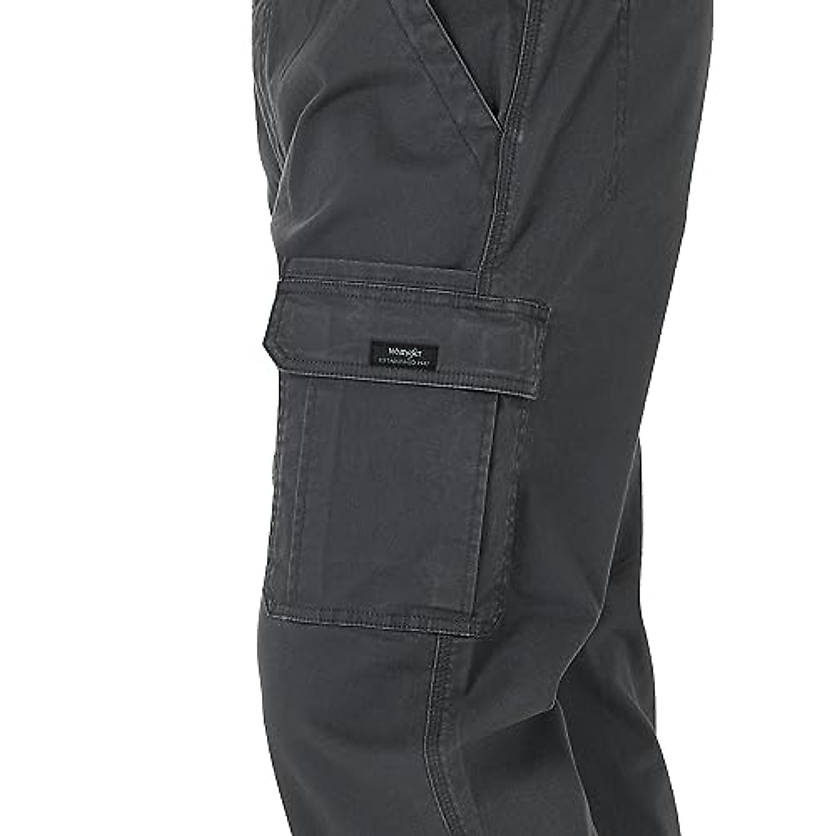 Wrangler Authentics Men's Relaxed Fit Stretch Cargo Pant, Anthracite Twill, 34W x 30L