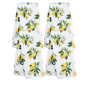 BOSS CLASS Kitchen Towels Lemon Home 4Pcs Summer Spring Absorbent Tropical Bar Dish Hand Decoration Bathroom Towel 15x25in Drying Soft 100% Polyester Cooking Baking Gifts Set
