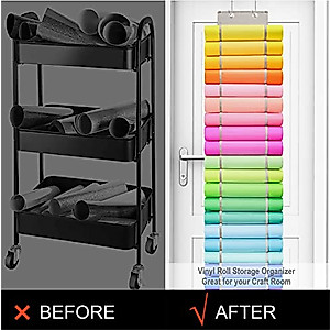 HOME SHARON Vinyl Roll Holder - 48 Rolls Storage Organizer, Nylon Organizer for Vinyl Sheet, Cardstock, Scrapbook Paper - Hanging Hook and Strap Included