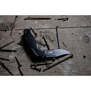 Smith & Wesson M&P SWMP13GS 8.2in High Carbon S.S. Folding Knife with 3.5in Serrated Clip Point Blade and Aluminum Handle for Outdoor, Tactical, Survival and EDC,Black