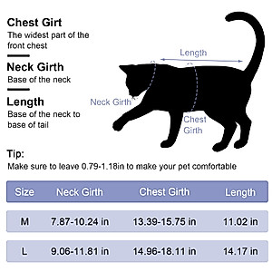 HACRAHO Pet Recovery Suit, 1 PCS Cat Surgical Recovery Suit Breathable E-Collar Alternative for Cats and Dogs, Chest Girth 14.96-18.11"