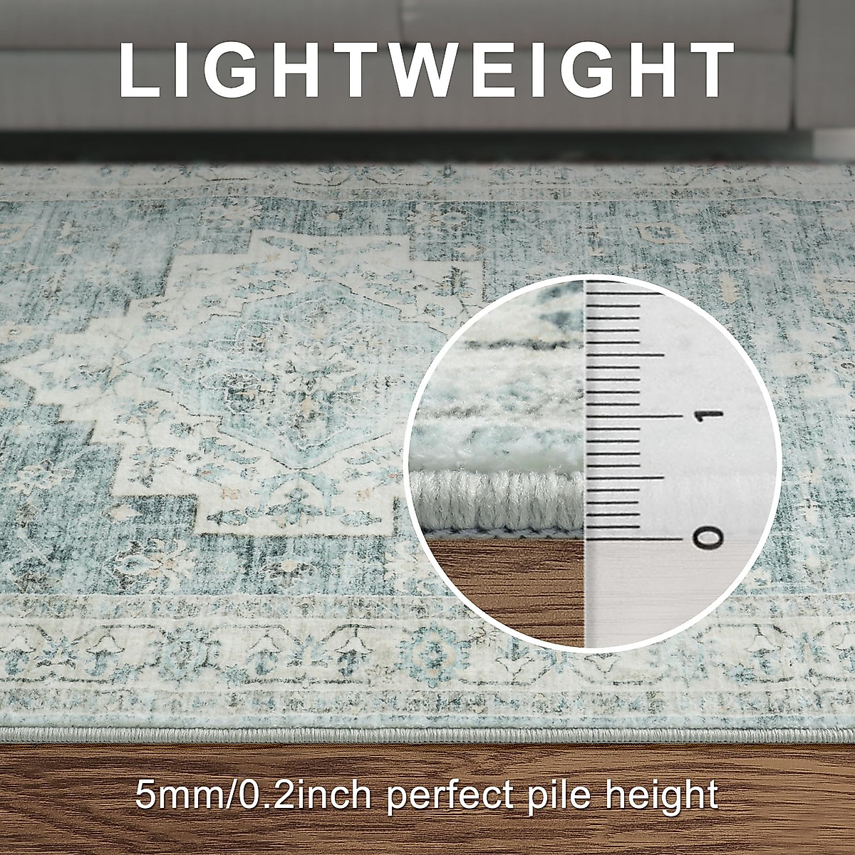 LIVEBOX Washable Kitchen Runner Rug 2x6- Boho Hallway Rug Runner Long Entryway Rug, Low-Pile Accent Rug for Bedroom, Non-Slip Soft Carpet Runner Throw Rug for Bathroom Laundry Room, Sage Green