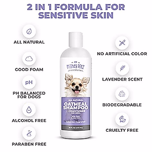 Mighty Petz 2-in-1 Oatmeal Dog Shampoo and Conditioner – Dog Shampoo Sensitive Skin for Dog's Itchy Dry Skin with Soothing Aloe Vera + Baking Soda + pH Balanced. Get Smelly Dogs Coat Fresh, 16 oz