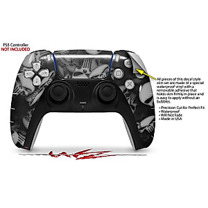 WraptorSkinz Skin Wrap compatible with Sony PS5 DualSense Controller Skulls Confetti White (CONTROLLER NOT INCLUDED)