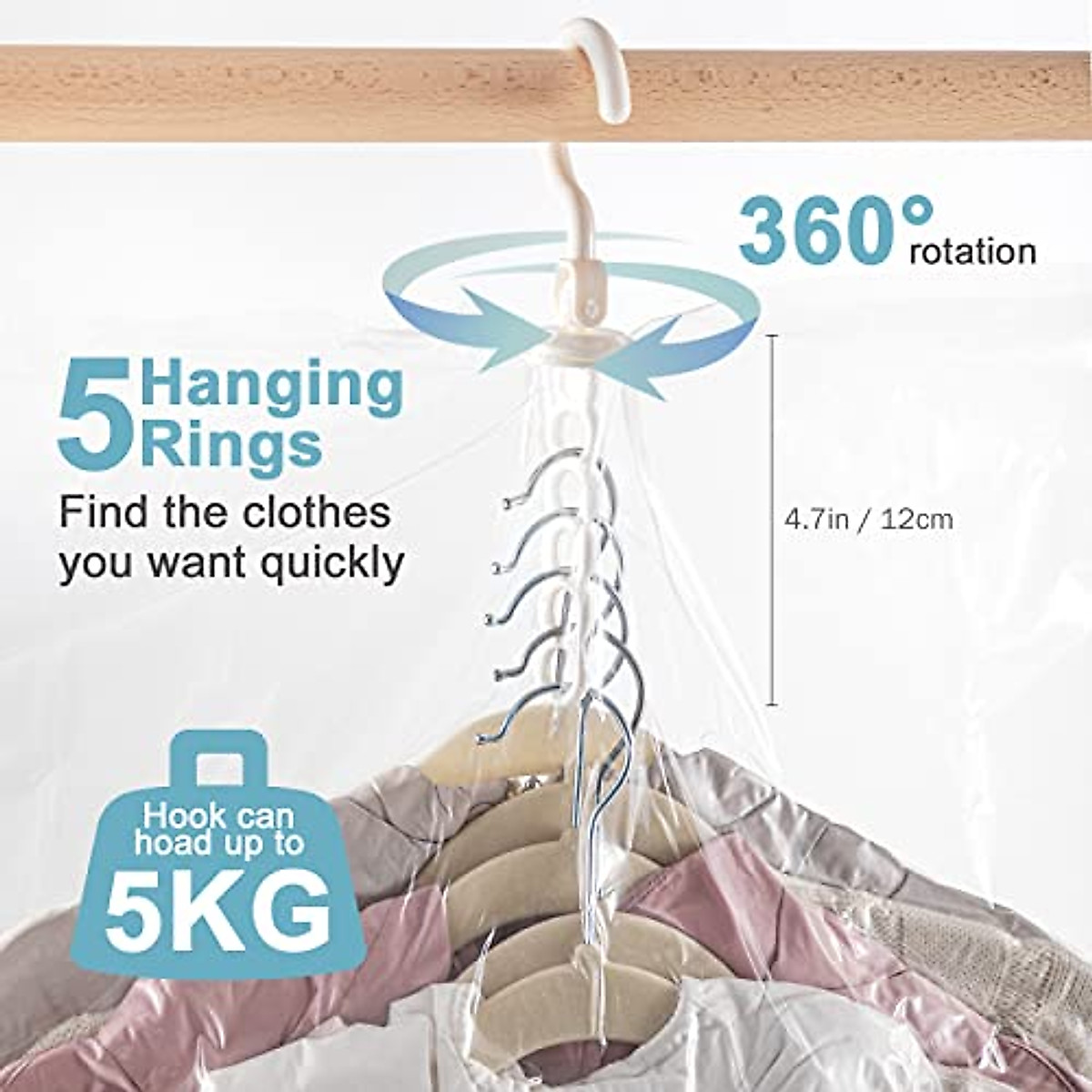 CLEVHOM Vacuum Storage Space Saver Bags Set of 6 (Long Size 342.9 x 177.8 inches), Free Up 80% Space for Closet Organization, No Pumps Needed Vacuum Sealer Bags for Suits, Dresses, Jackets.