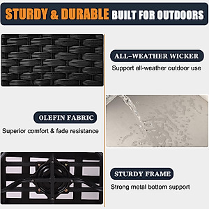 KHOLH Outdoor Patio Furniture Sets with Fire Pit Table 10 Pieces Wicker Swivel Rocker Chairs and Sofa Sets for Backyard Deck