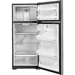 GE GTE18GSNRSS 28 Energy Star Qualified Top Freezer Refrigerator with 17.52 cu. ft. Capacity LED Lighting Adjustable Glass Shelves and Upfront Temperature Controls in Stainless Steel