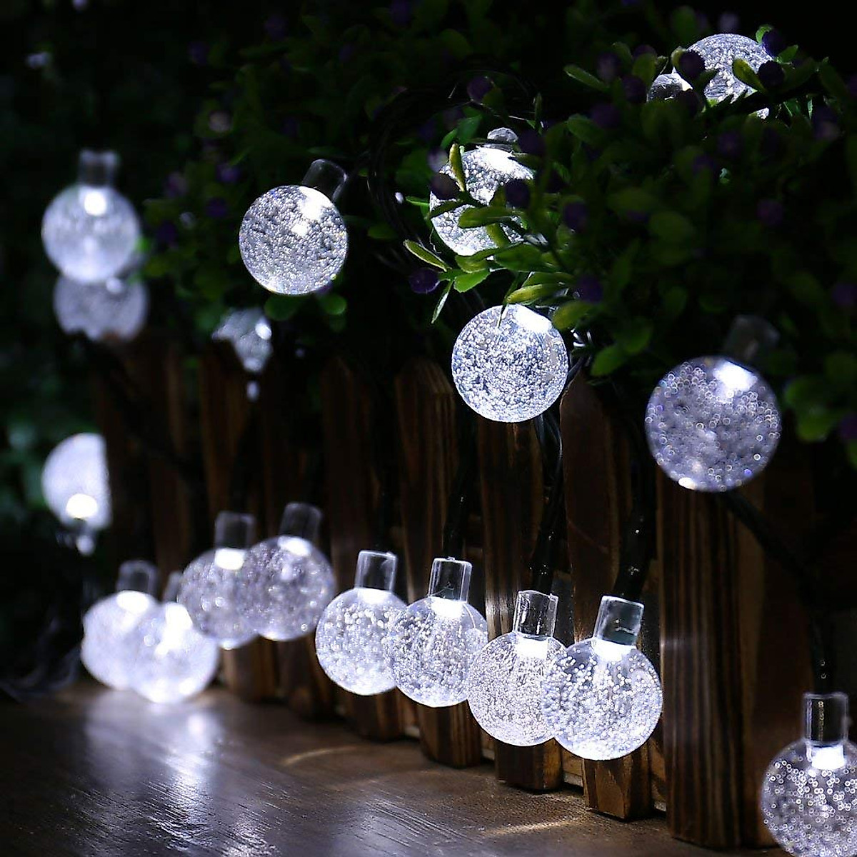 LYHOPE Solar Outdoor String Lights, 35.6ft 60 LED Crystal Ball Waterproof Solar Powered Globe Lights for Garden Patio Yard Holiday Party Decoration (Cool White)