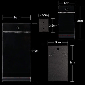 500 Set Earrings Display Card with Clear Resealable Bags, Earring Display Cards for Ear Studs for DIY (Black)