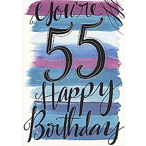 Designer Greetings You're 55 Blue and Purple Brush Strokes Age 55 / 55th Birthday Card