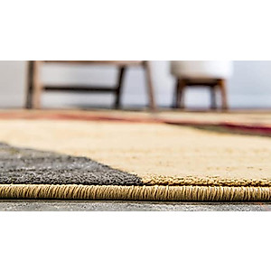 Unique Loom Barista Collection Modern, Abstract, Waves, Urban, Rustic, Warm Colors Area Rug, 8 ft x 10 ft, Beige/Burgundy