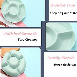 Lyellfe Set of 12 Divided Serving Tray, Eco-friendly Wheat Straw Snack Appetizer Serving Dish, 10 Inch Nut Candy Platter, Round Relish Tray for Party, Chips and Dip, Veggie