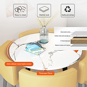 Small Conference Room Negotiation Table Sets,marble Round Table and PU backrest Chair Sets5-Piece,Office Reception Round Table and lounge chair Set,Coffee Table and Chair Set,for Family Apartment