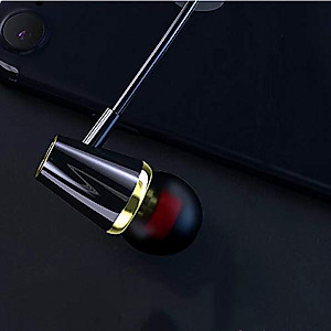 LINHUIPAD Single Earphone One Side Earplugs with Microphone 3.5mm Plug Single Earbud Stereo Sound Reinforced Cord Compatible Samsung,Radio