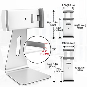 AboveTEK Elegant Tablet Stand, Aluminum iPad Stand Holder, Desktop Kiosk POS Stand for 7-13 inch iPad Pro Air Mini Galaxy Tab Nexus, Tablet Mount for Store Showcase Office Reception Kitchen Countertop