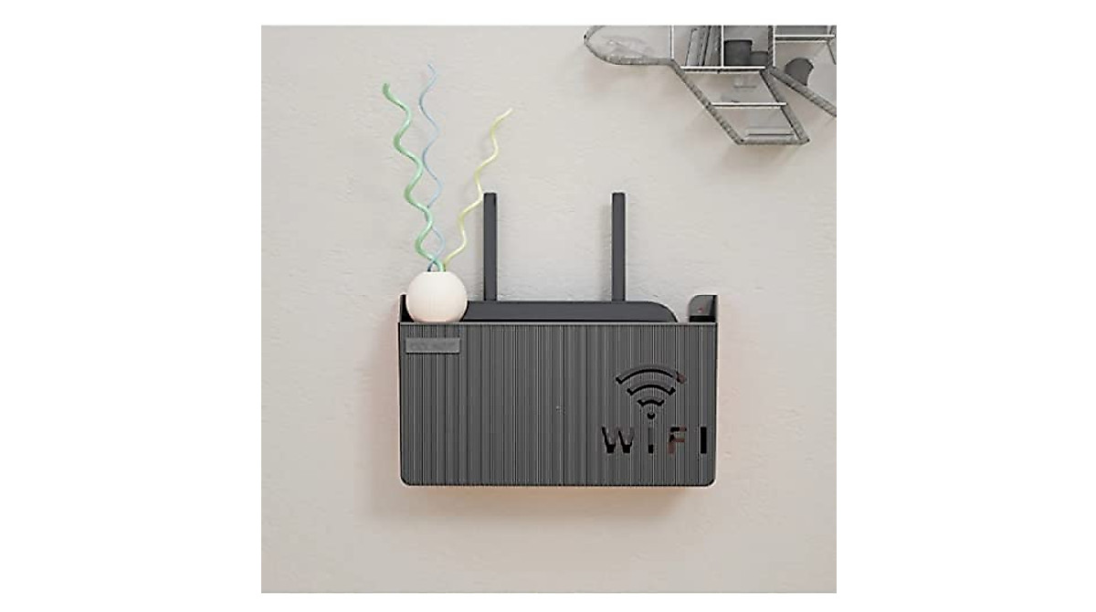 Wall Mounted WiFi Router Shelf - Stylish Cable Storage