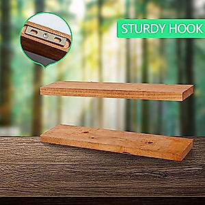 Coral Flower Floating Shelves Rustic Wood Wall Shelf Handmade, Set of 2