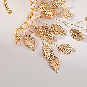Elf Ear Cuff Fairy Single Left Handmade Non Piercing Earring for Women (Golden Leaves)