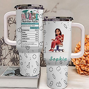 Personalized Nurse Tumbler 40oz -nurse medical furniture tester-Custom Name Insulated Travel Mug with Handle & Straw, Gift for Nurses, Medical Workers, Appreciation, Mother's Day wHoTs6