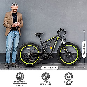 1500W Electric Bike for Adults, 26" Fat Tire Electric Mountain Bicycle, 48V 22.4Ah Removable Li-Ion Battery, Max 50Kph E-Bike Snow Beach,Electric Bicycle with Shimano 21 Speed Suspension Fork