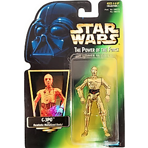 Hasbro 1997 Star Wars Power of The Force C-3po Green Card Action Figure