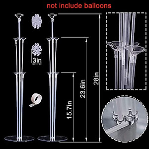 Table Balloon Stand Kit - 7 Sets,Reusable Clear Balloon Holder Stand for Table with Balloon Flower Clips,Glue Dot for Birthday Wedding Party Decorations,Christmas,Happy Birthday Balloons Decorations