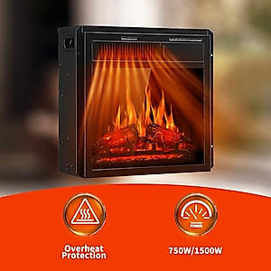ZAFRO 36" Electric Fireplace Mantel Indoor Use with Realistic Dancing Flames,Package Freestanding Fireplace Heater,Overheat Protection,Brown Wooden Frame,7 Flame Brightness,Remote Control,750W/1500W