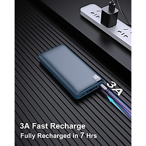 IXNINE Power Bank 26800mAh Portable Charger, High Capacity Phone Charger Compact External Battery Pack with LED Display and 4 Fast Charging Outputs for Cellphone Tablet Survival Gear (Blue)