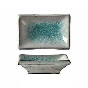 WAOCEO Appetizer Bowls 2 Pcs Ceramic Small Square Sauce Dish Japanese Style Sushi Dish Flavoring Sushi Mustard Plate Soy Sauce Blossom Pepper Tray Salad Bowls (Color : 4)